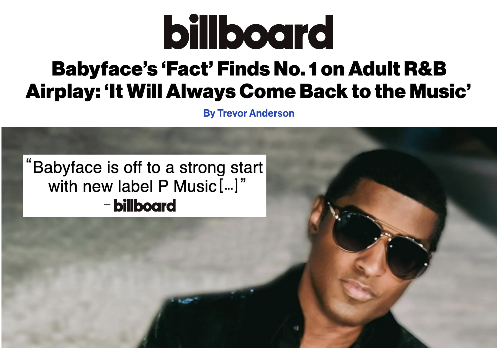 Billboard: Babyface’s 'Fact' Finds No. 1 on Adult R&B Airplay - The ...